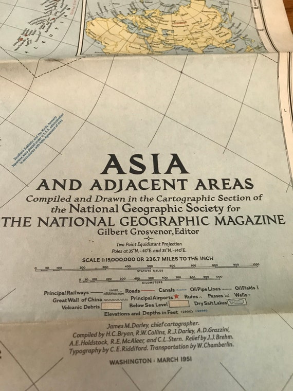 Asia and Adjacent Areas Map 1951 - Etsy