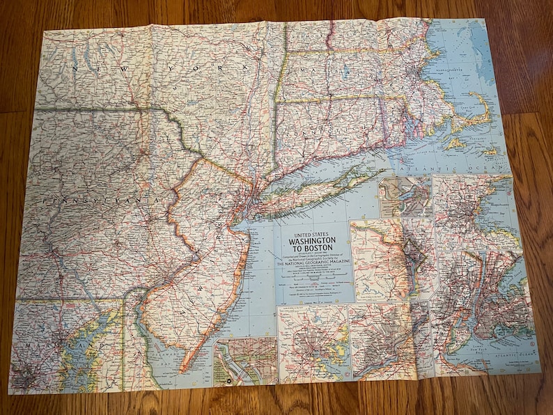 Washington DC to Boston Map - Etsy