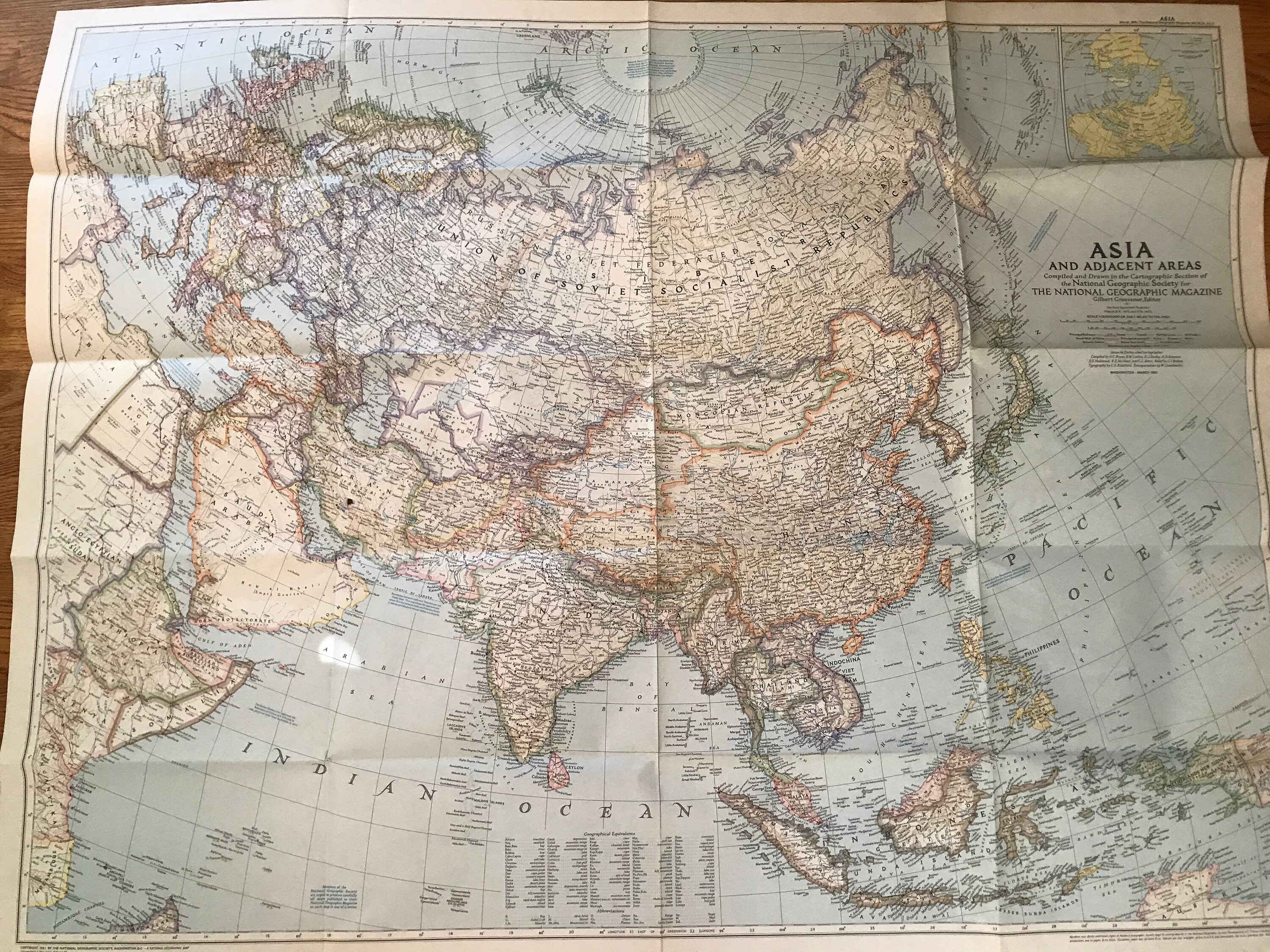 Asia and Adjacent Areas Map 1951 - Etsy