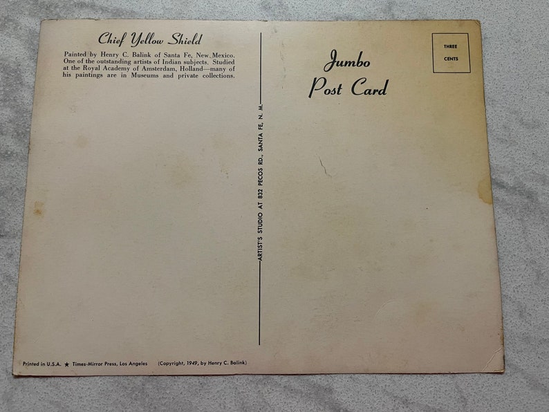 Chief Yellow Shield Postcard - Etsy