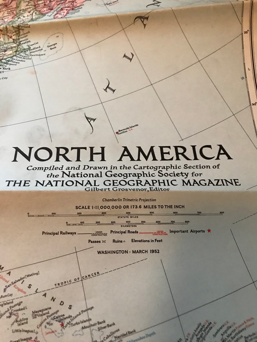 North America Map 1952 - Etsy