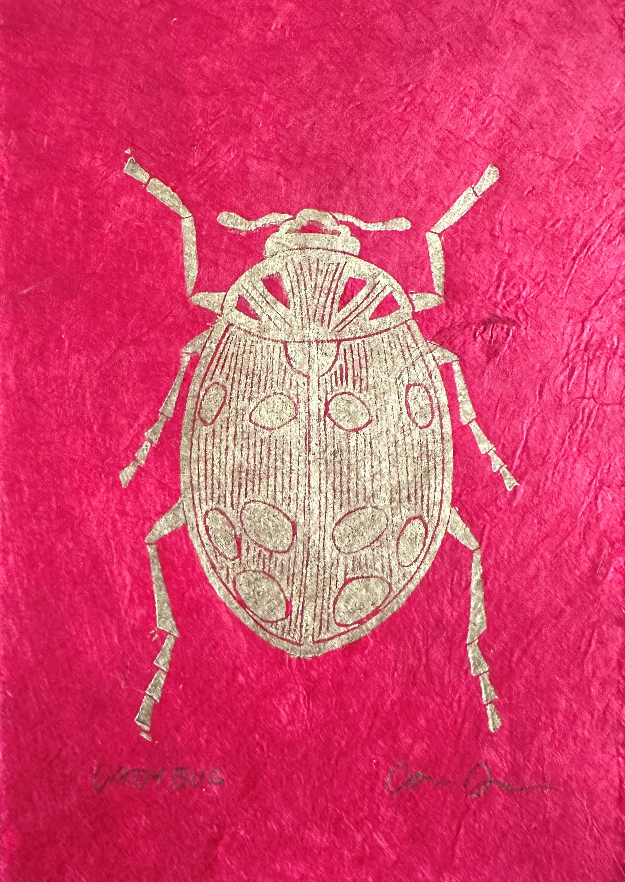 Ladybug- Hand-carved & Hand-pressed Linocut Print - Etsy