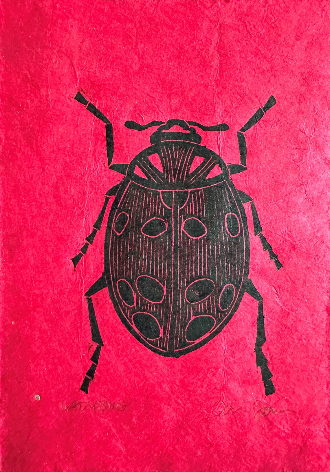 Ladybug Hand-carved & Hand-pressed Linocut Print - Etsy