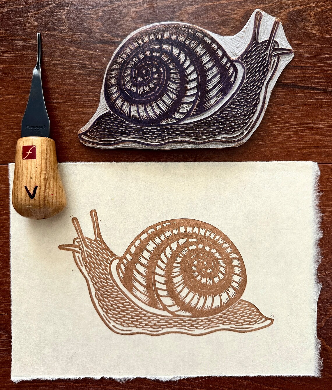 Snail - Hand-carved and Hand-pressed Linocut Print - Etsy
