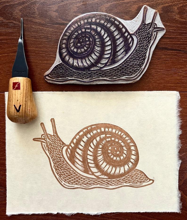 Snail - Hand-carved and Hand-pressed Linocut Print - Etsy