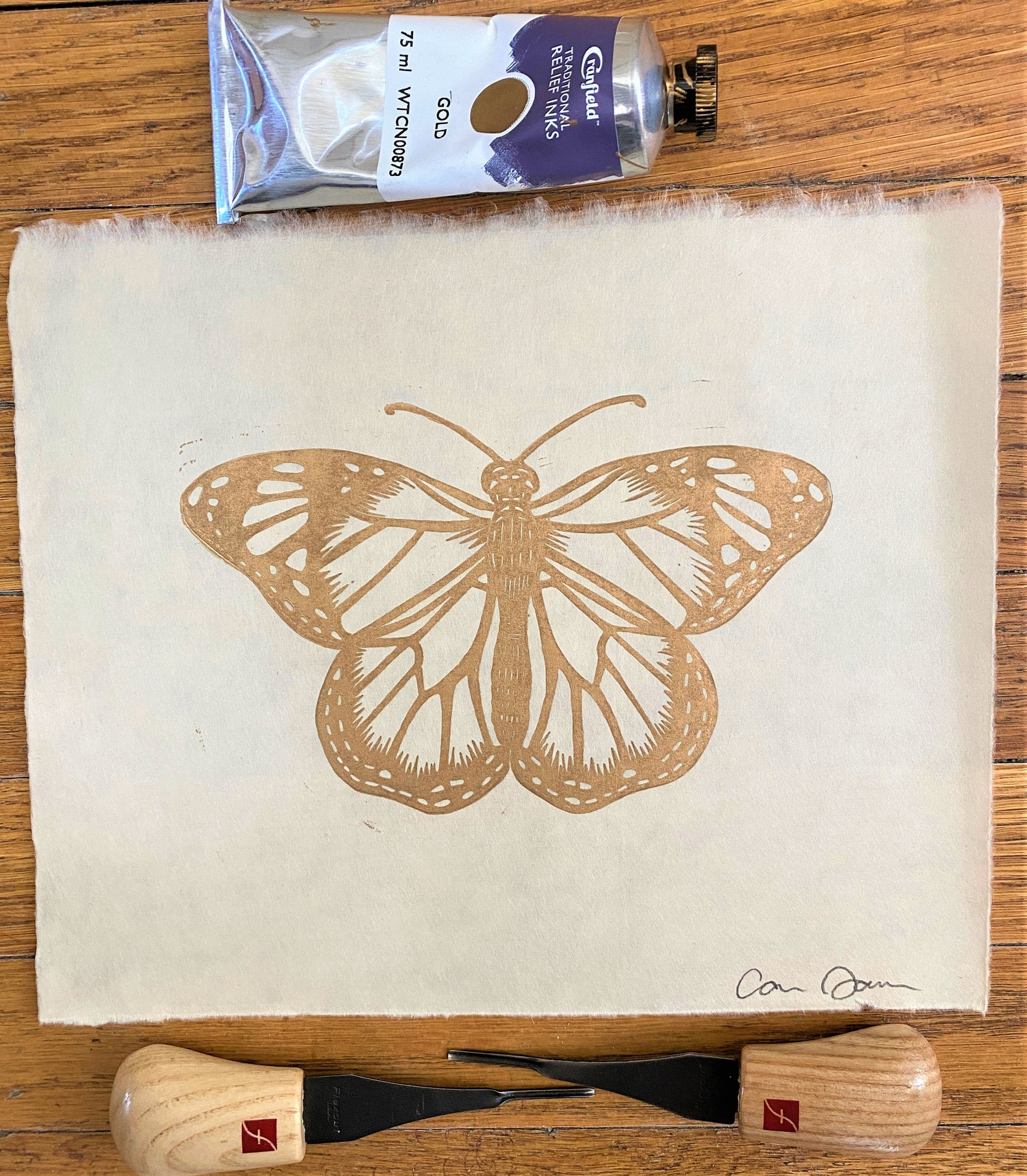 Monarch Butterfly - Hand-carved and Hand-pressed Linocut Print - Etsy