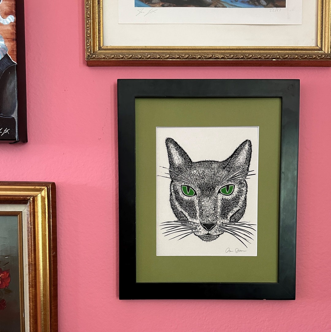 Mini-kitty - Hand-carved & Hand-pressed Linoleum Block Print - Etsy
