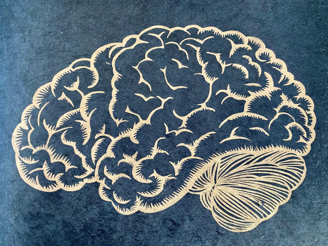 Anatomical Brain - Hand-carved and Hand-pressed Linocut Print - Etsy