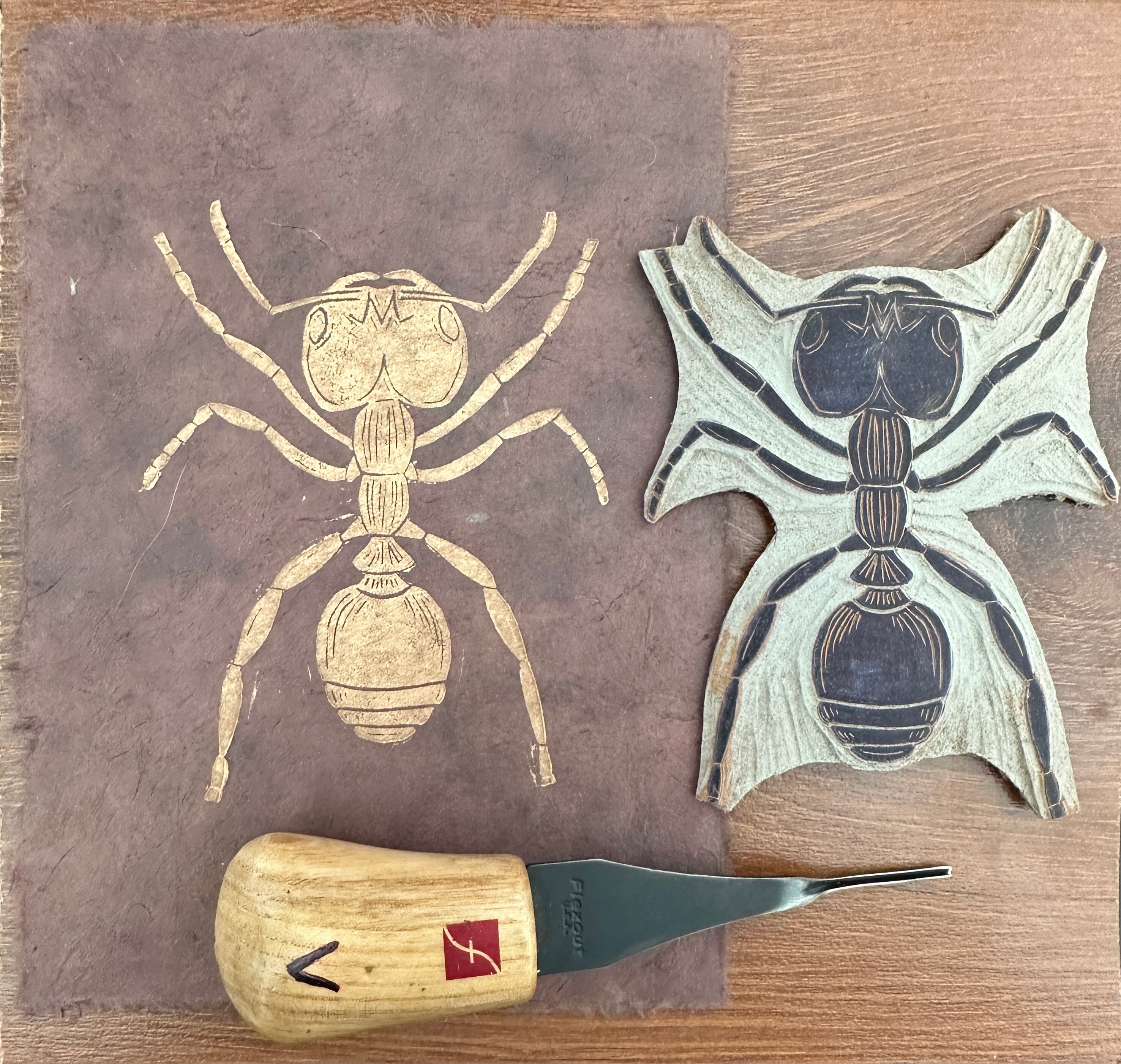 Ant - Hand-carved and Hand-pressed Linocut Print - Etsy
