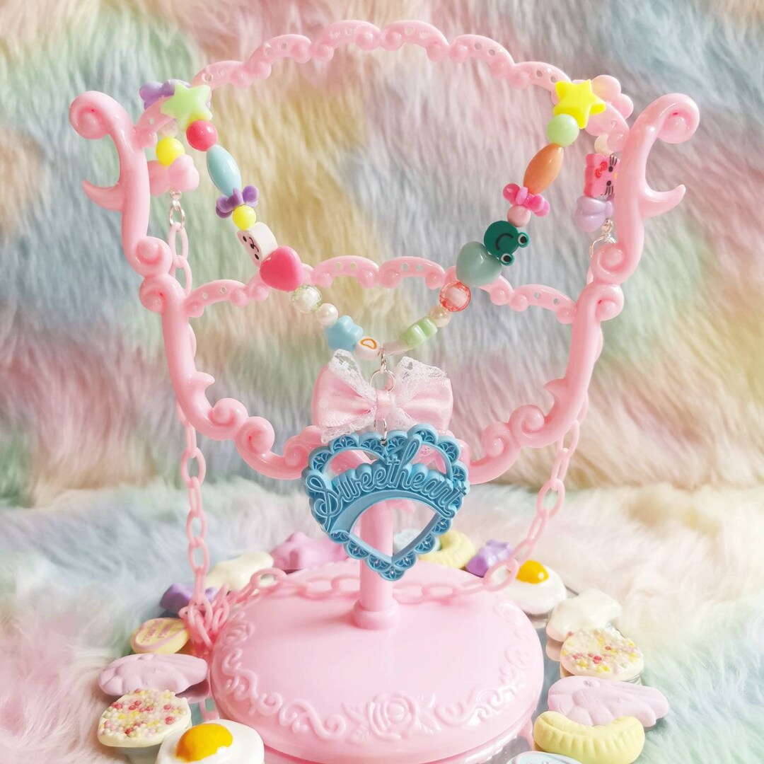 Kitschy Cute Blue Sweetheart Toy Bead Necklace - Etsy
