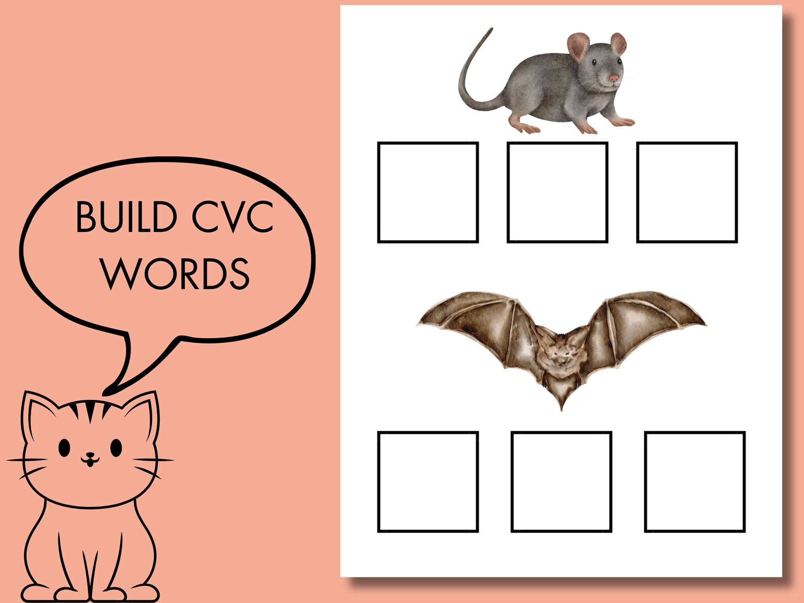 CVC Worksheets | -AT Word Family | Decodable Reader | Preschool ...