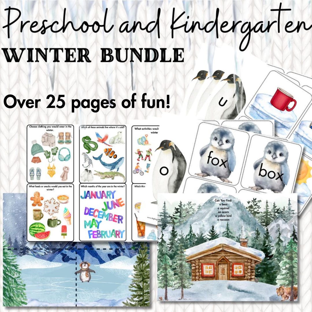 Winter Preschool and Kindergarten Bundle | Homeschool Learning Bundle ...