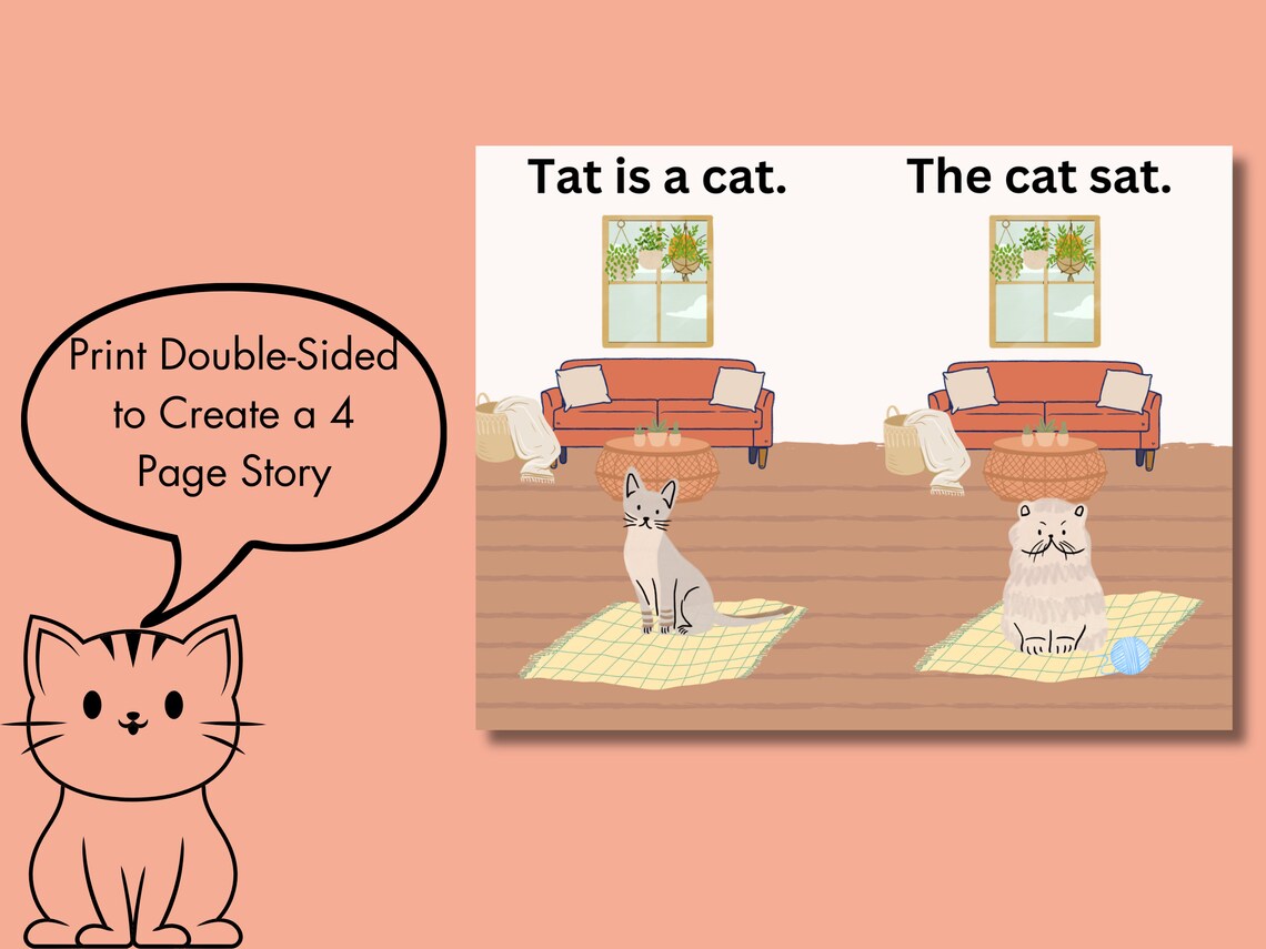 CVC Worksheets AT Word Family Decodable Reader Preschool Activities ...