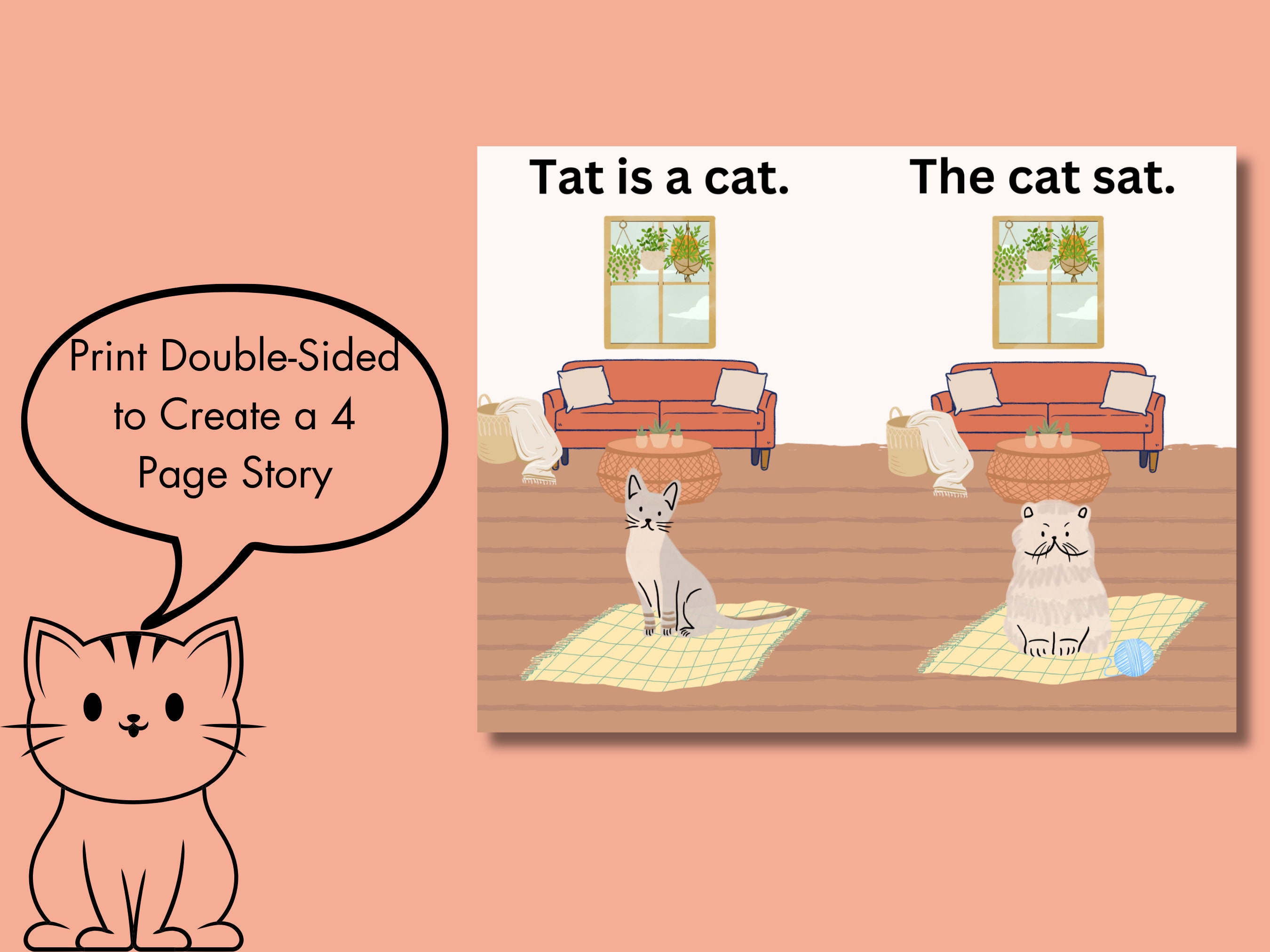 CVC Worksheets AT Word Family Decodable Reader Preschool Activities ...