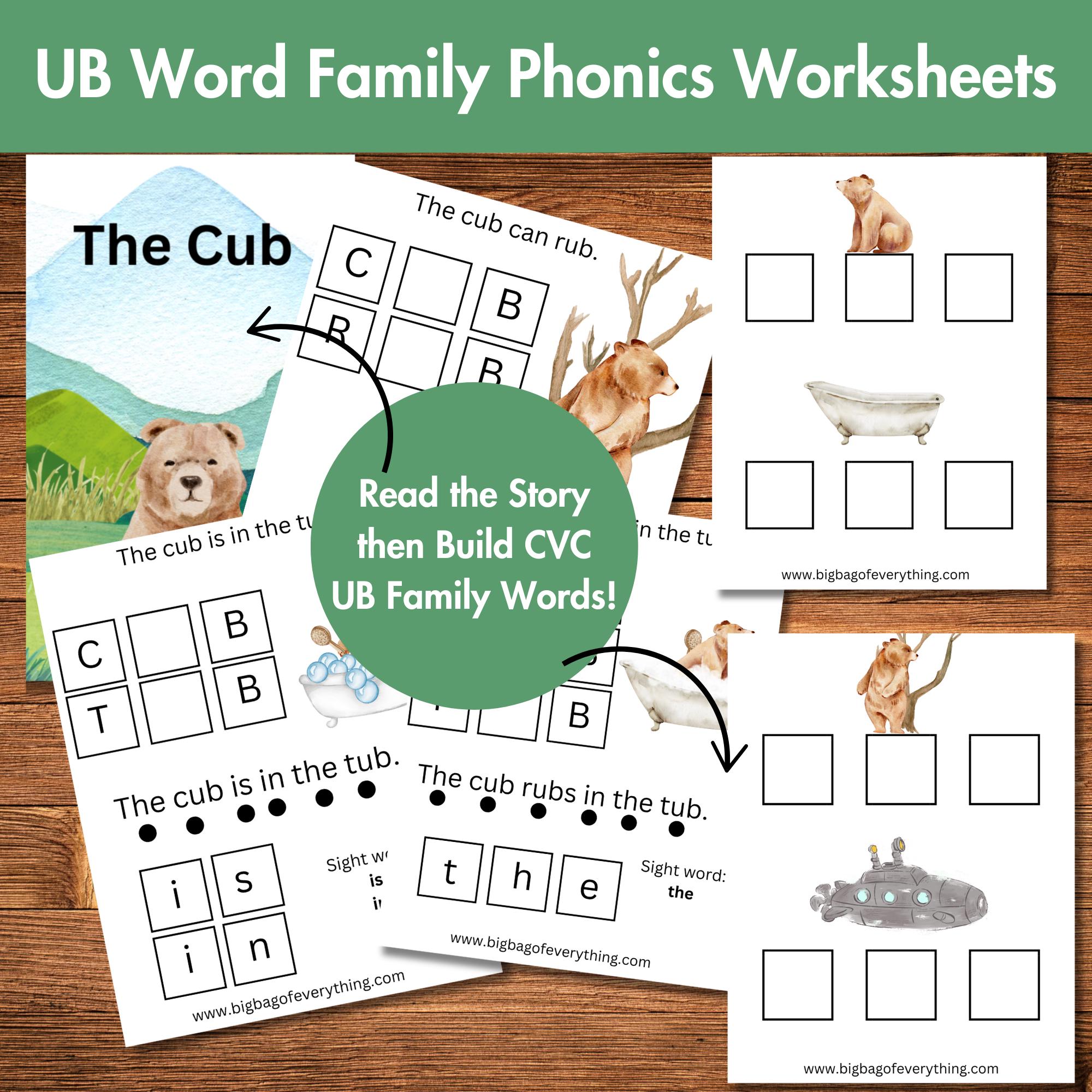 Phonics Worksheet CVC Words Word Family Preschool Kindergarten UB Word ...