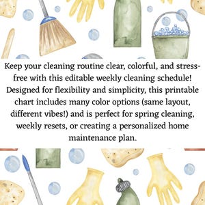 Editable Cleaning Schedule House Cleaning Task Tracker Cleaning ...