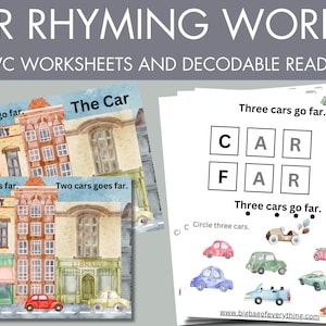 CVC Worksheets | -AR Word Family | Digital Product | decodable Reader ...