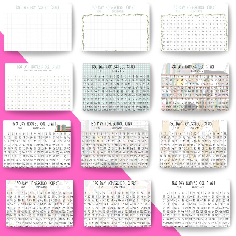 Homeschool Planner 180 Day Chart Homeschool Printable Homeschool ...