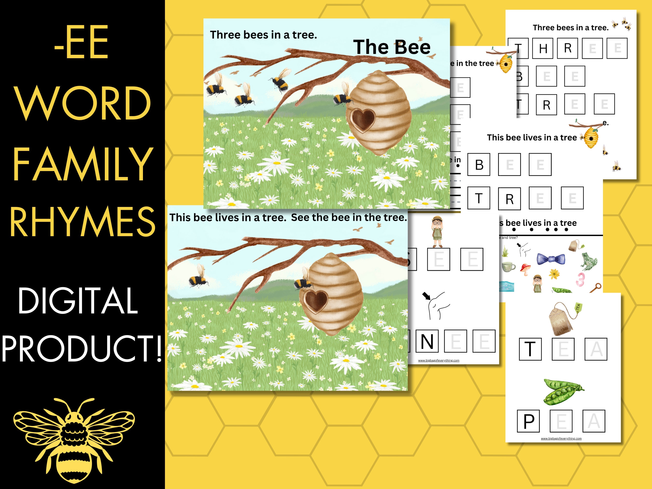 Long E Words Worksheets | Long Vowels | -EE Word Family | Word Families ...