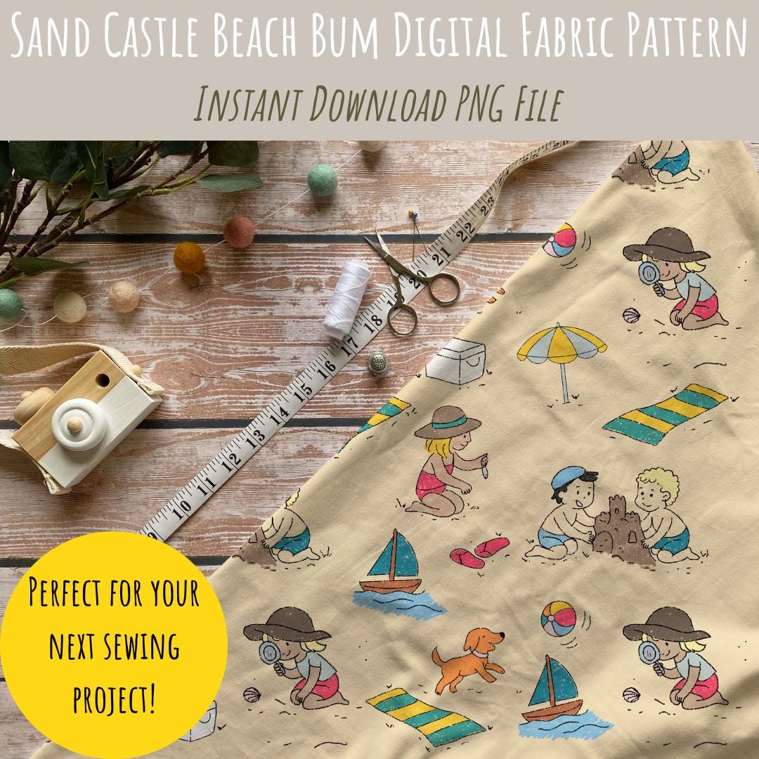 Beach Themed Fabric Digital Fabric Pattern Surface Pattern Design ...