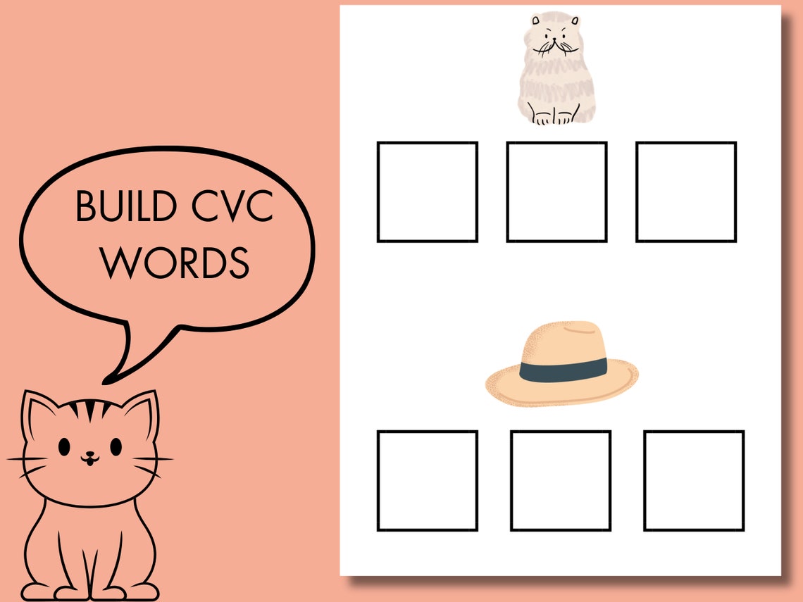 CVC Worksheets AT Word Family Decodable Reader Preschool Activities ...