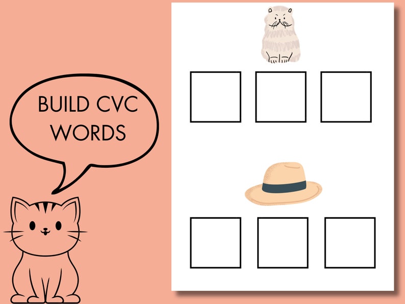 CVC Worksheets | -AT Word Family | Decodable Reader | Preschool ...