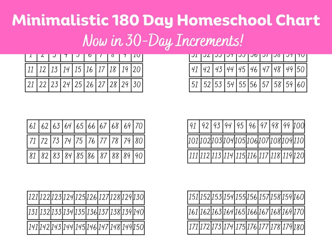 Homeschool Planner 180 Day Chart Homeschool Printable Homeschool ...