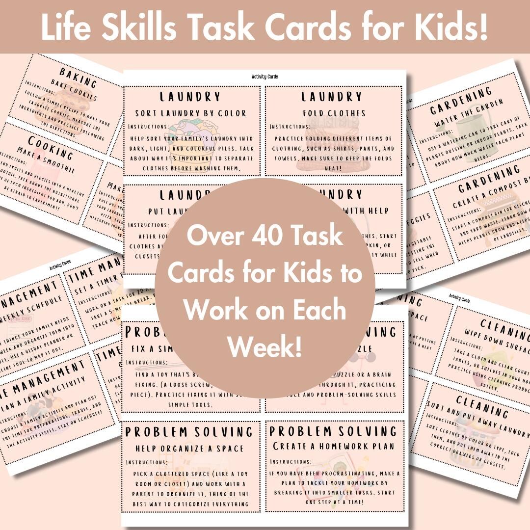 Life Skills Task Cards for Kids Life Skill Activities Printable Task ...