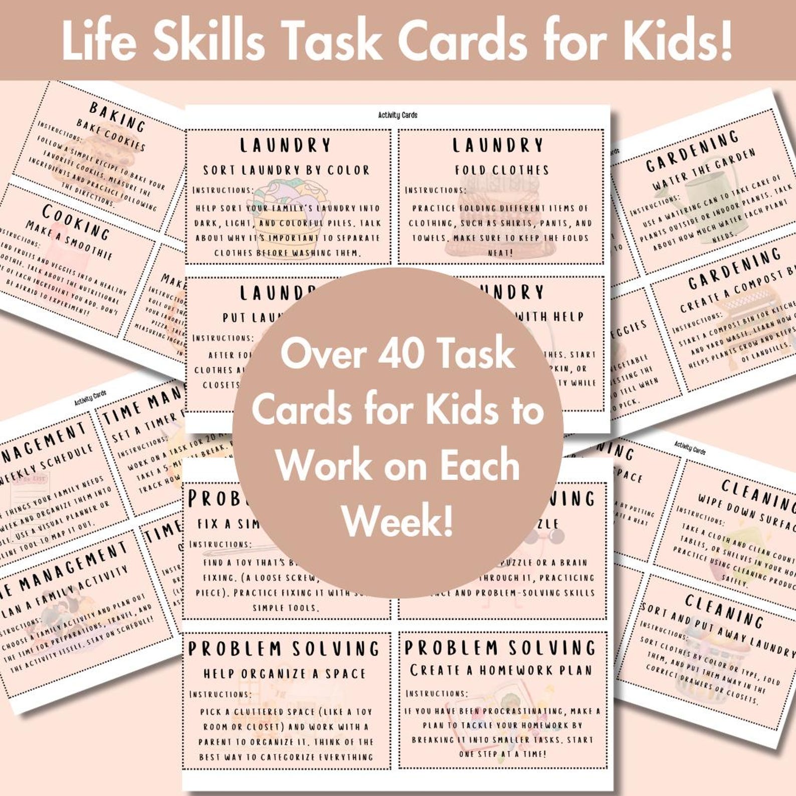 Life Skills Task Cards for Kids Life Skill Activities Printable Task ...