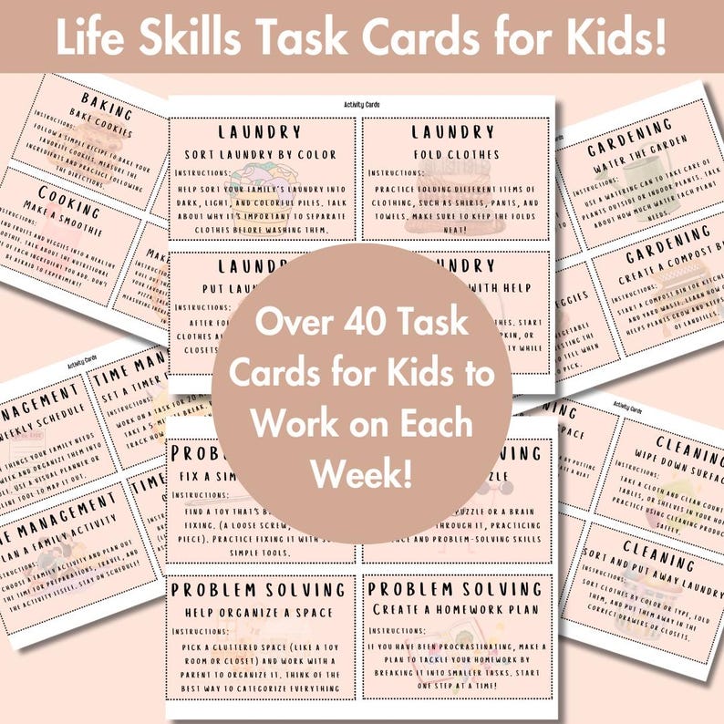 Life Skills Task Cards for Kids Life Skill Activities Printable Task ...
