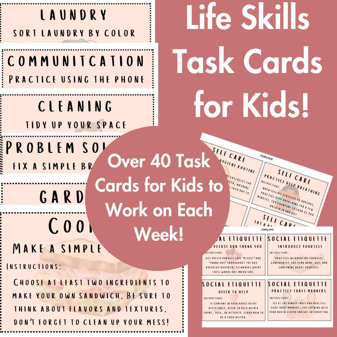 Life Skills Task Cards for Kids Life Skill Activities Printable Task ...