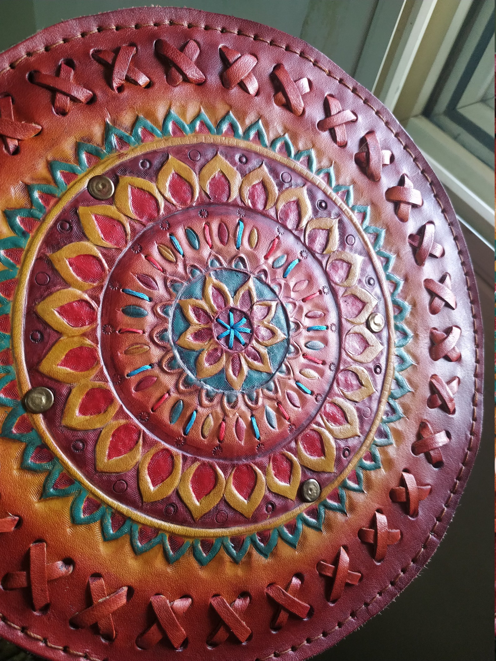 Mandala Leather Bag.handmade Leather Bag, Leather Purse, Leather ...