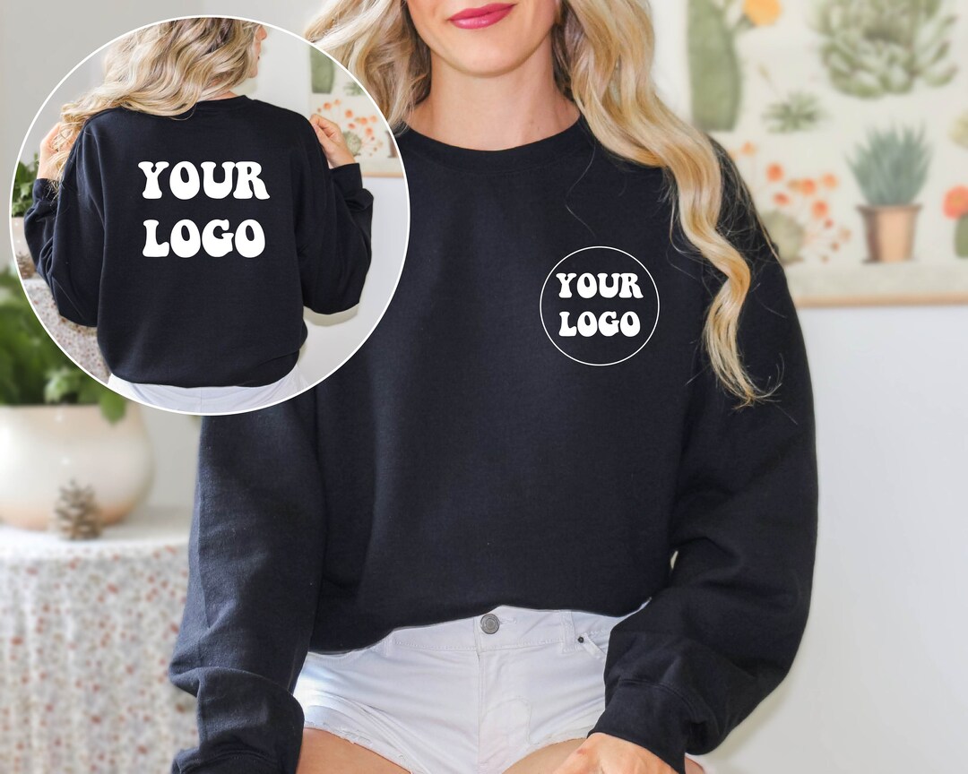Custom Business Logo Sweatshirt, Pocket and Back Personalized ...