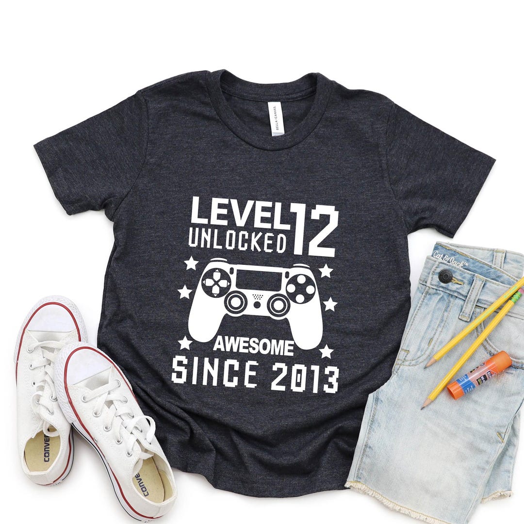 12 Th Birthday Shirt, Gamer Kids Birthday Shirt, Kids Birthday Shirt ...