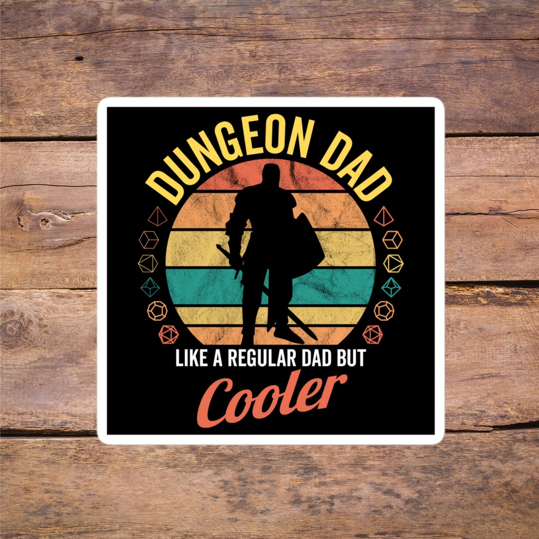 Dnd Dungeon Dad Long 4 X 4 Sticker D&D Fathers Day or Birthday Gift ...