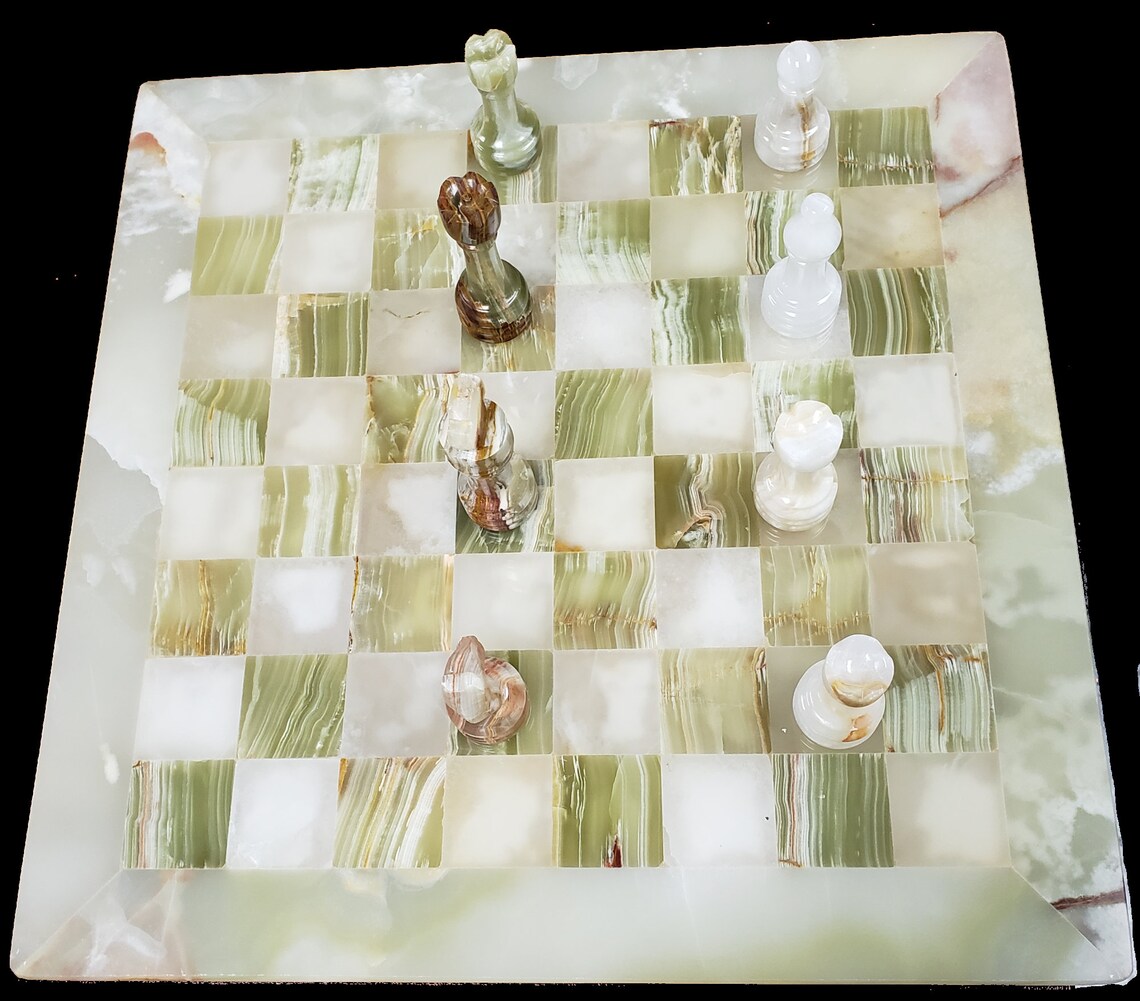 Multi-colored Onyx Marble Chess Set – Handmade Luxury Chessboard With ...