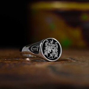 Custom Engraved Signet Ring With Sterling Silver Traditional - Etsy