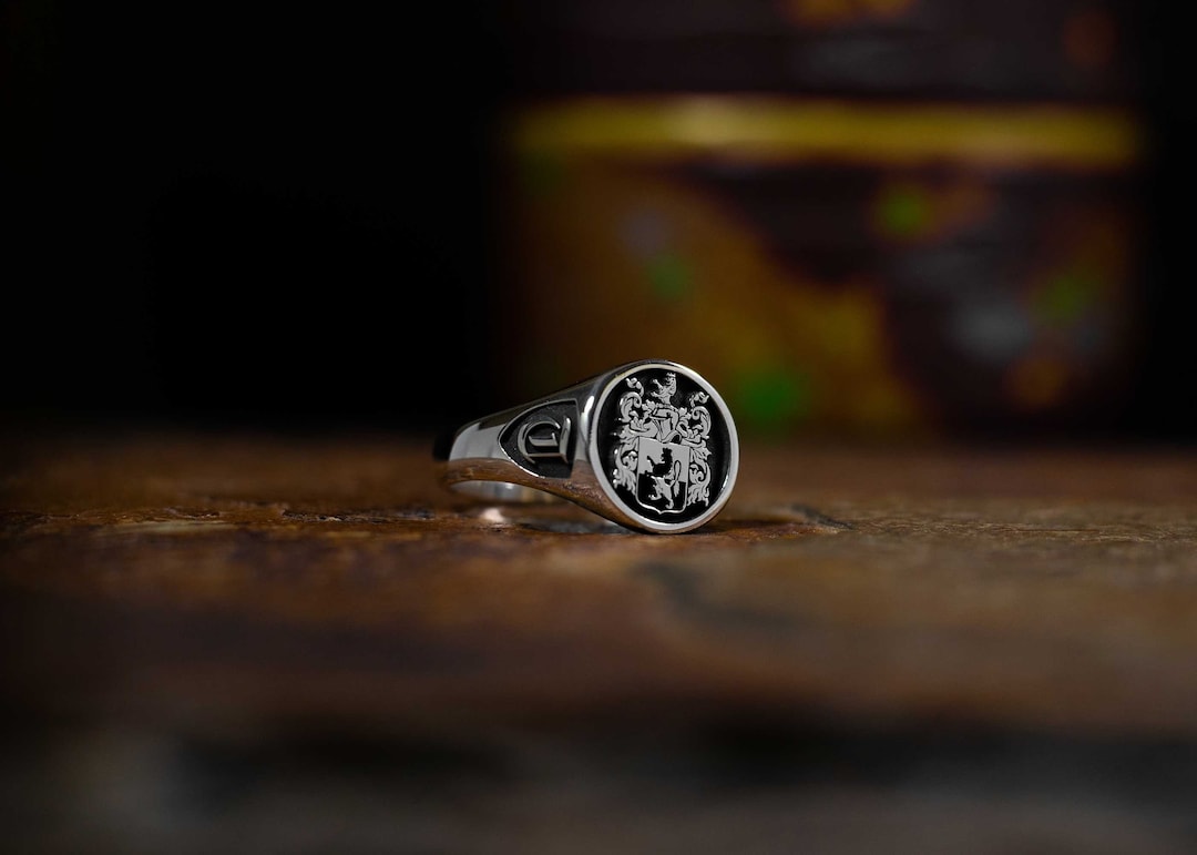 Custom Engraved Signet Ring With Sterling Silver, Traditional ...