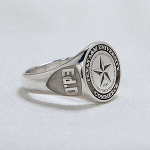 Custom Engraved College Graduation Ring, Personalized Class Signet Ring ...