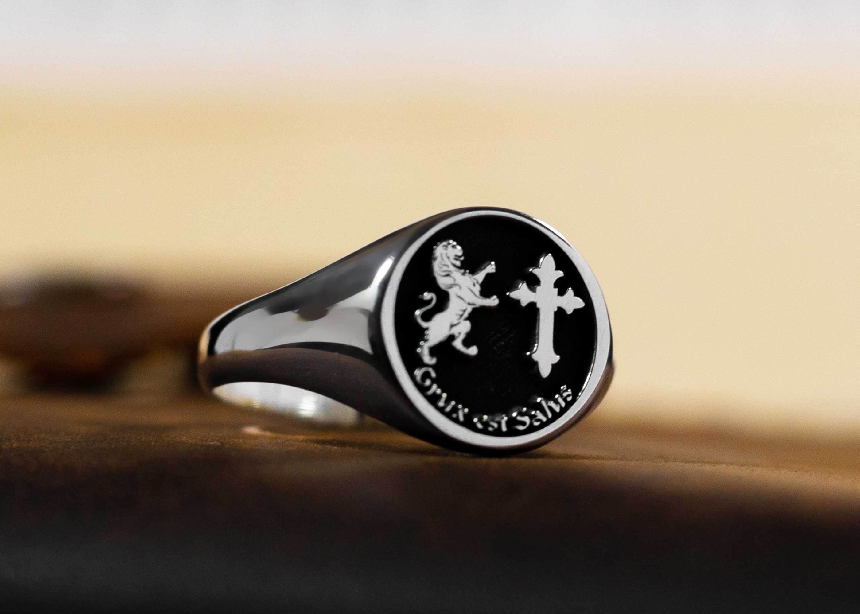 Silver Signet Ring With Custom Design Personalized Family - Etsy
