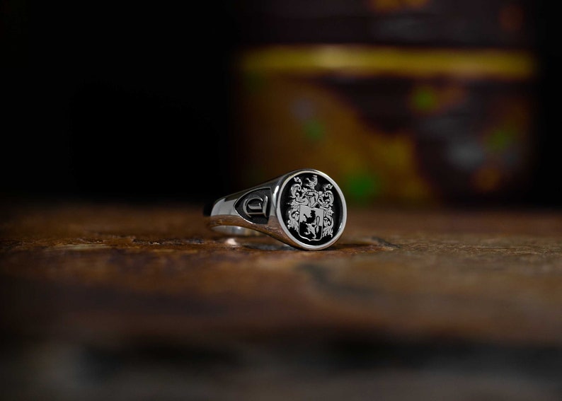 Custom Engraved Signet Ring With Sterling Silver Traditional - Etsy