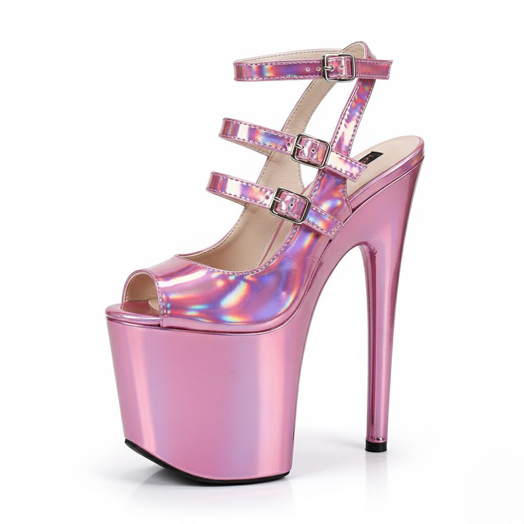Pink Holographic Pole Dance Heels, Multi-strap Platform Stilettos - Etsy