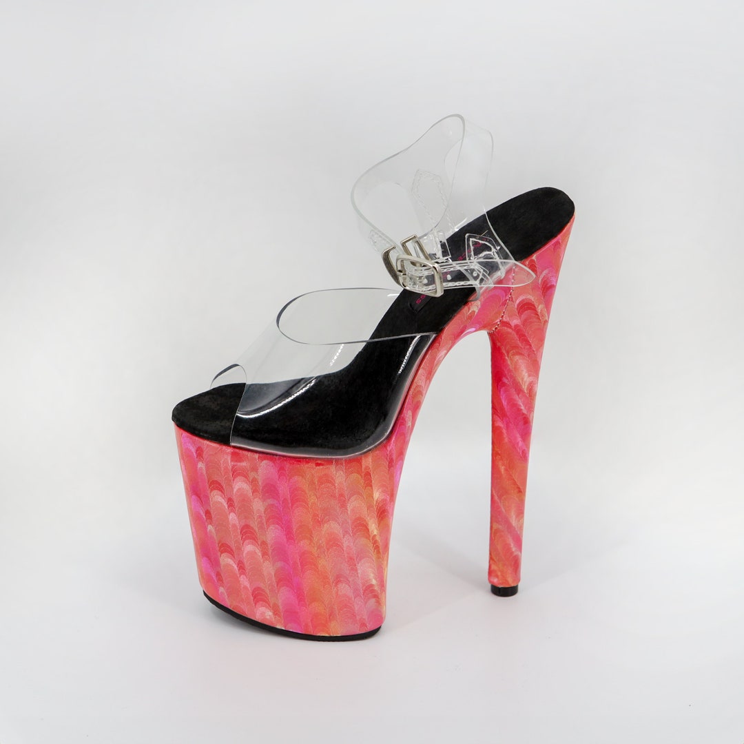 Pink Peacock Stiletto- Pole Dancing Sandals, Exotic Shoes, Pole Shoes ...