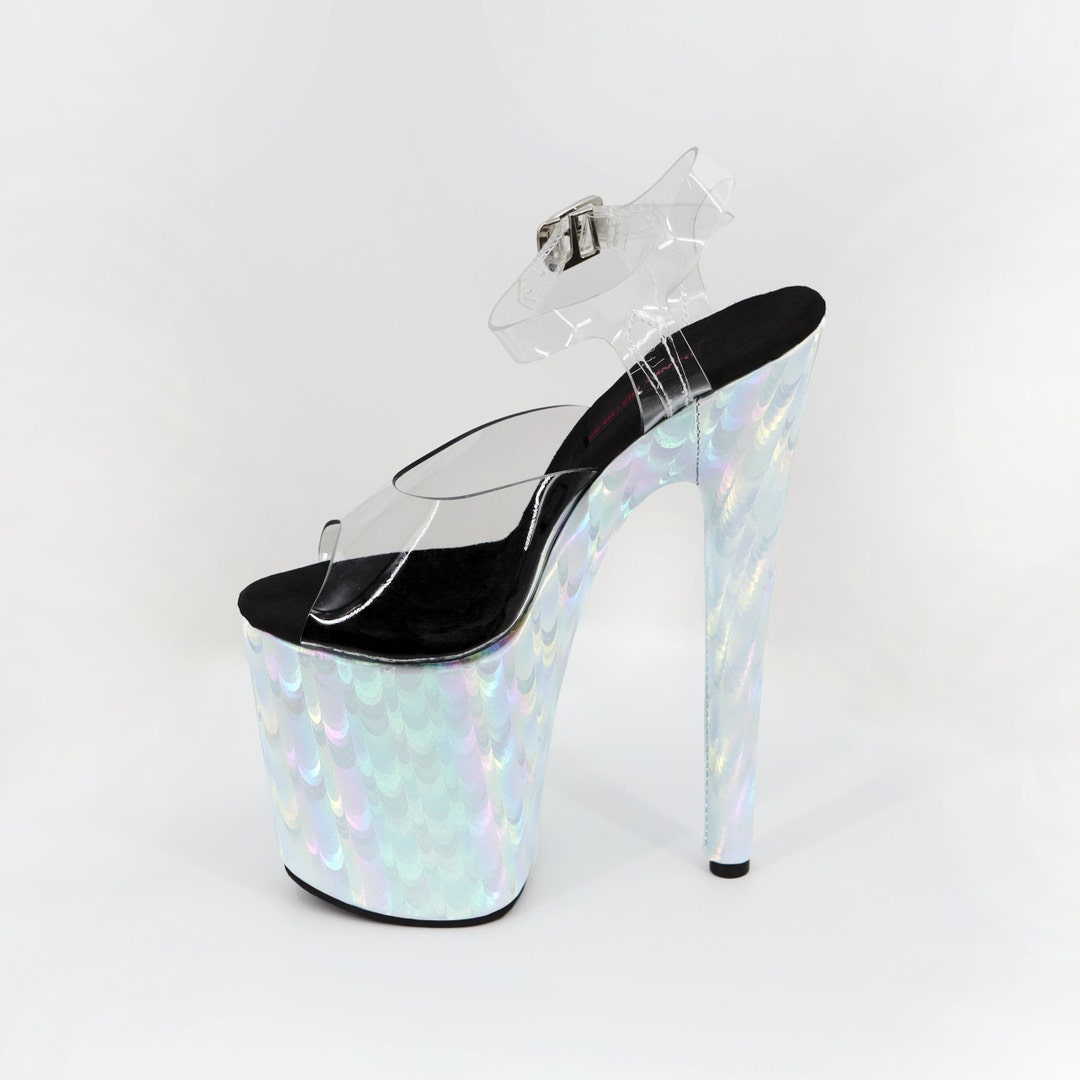 Silver Peacock Stiletto- Pole Dancing Sandals, Exotic Shoes, Pole Shoes ...