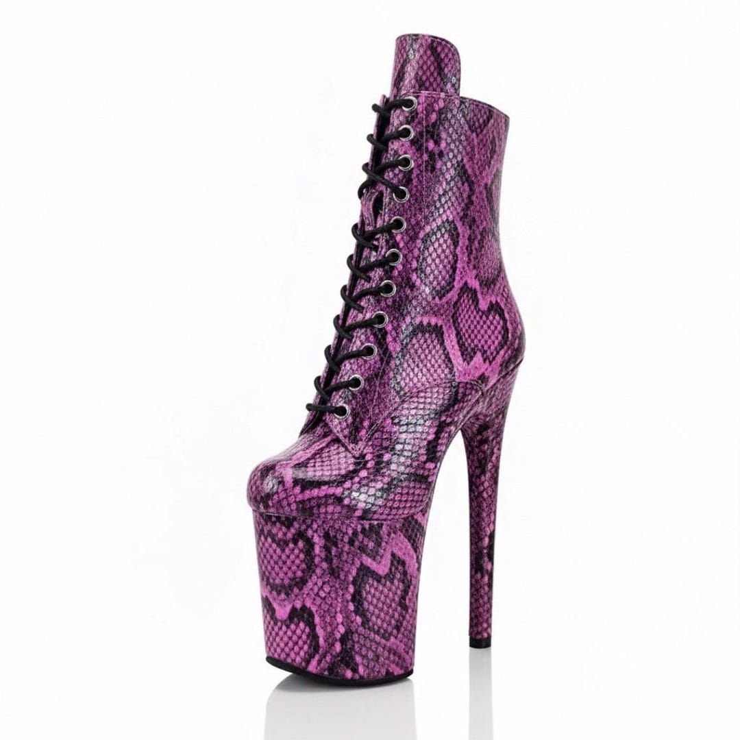 Python Print Platform Pole Dancing Boots: High Heel Exotic Shoes - Etsy