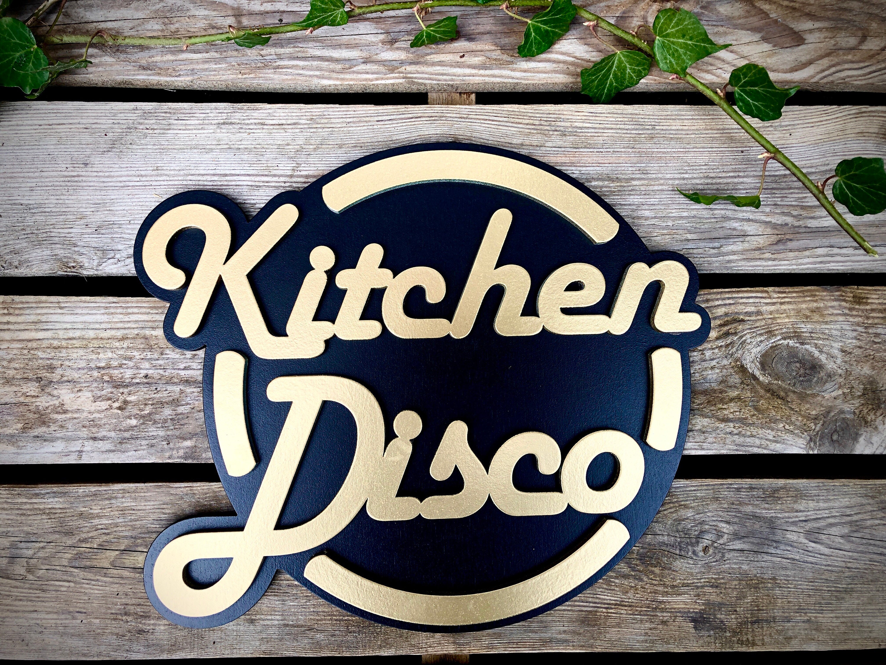 Kitchen Disco Painted Wooden Sign Kitchen Plaque Disco Art | Etsy