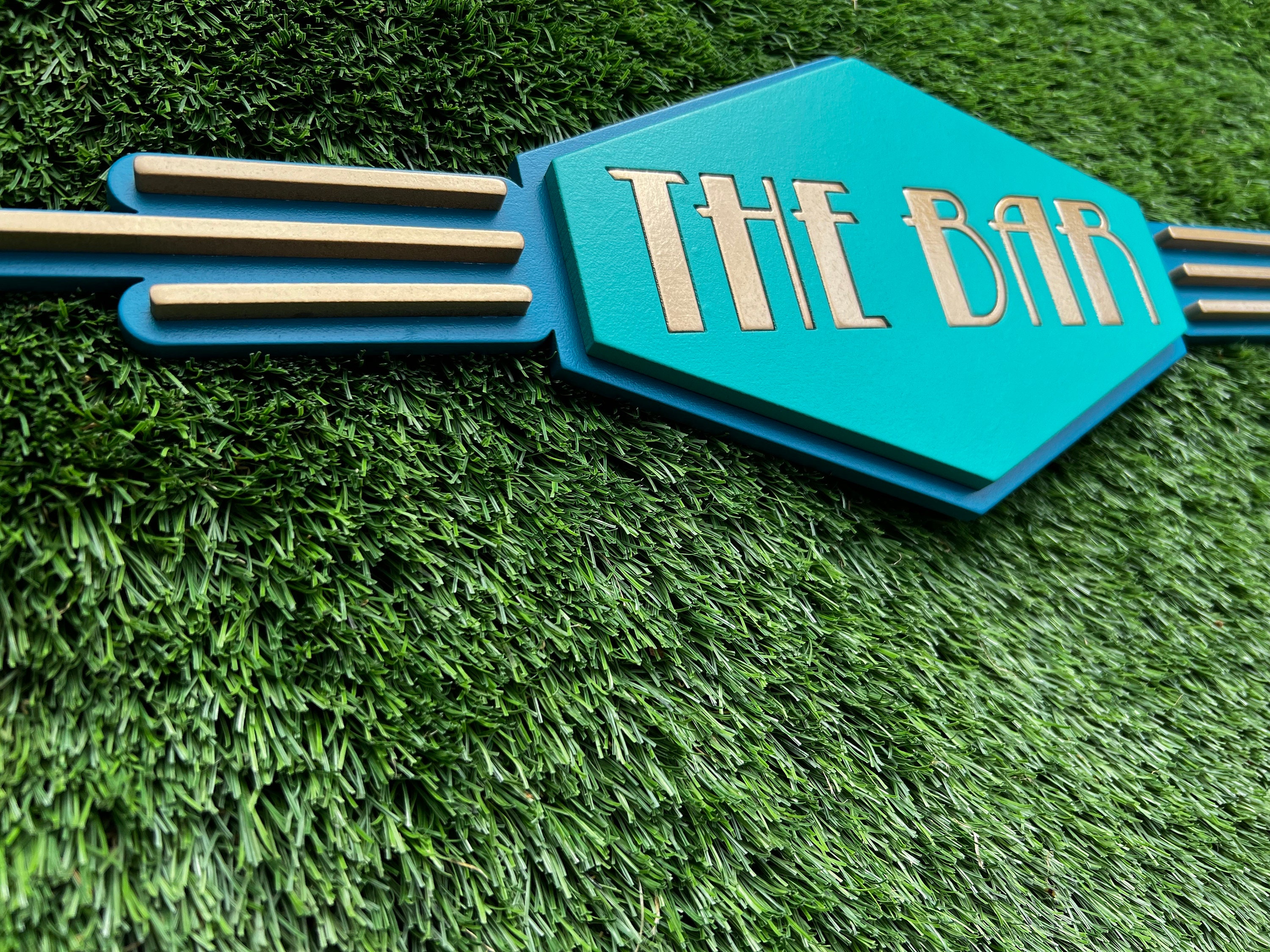 The Bar Art Deco Style Bar Sign Home Bar Painted Wooden Sign - Etsy