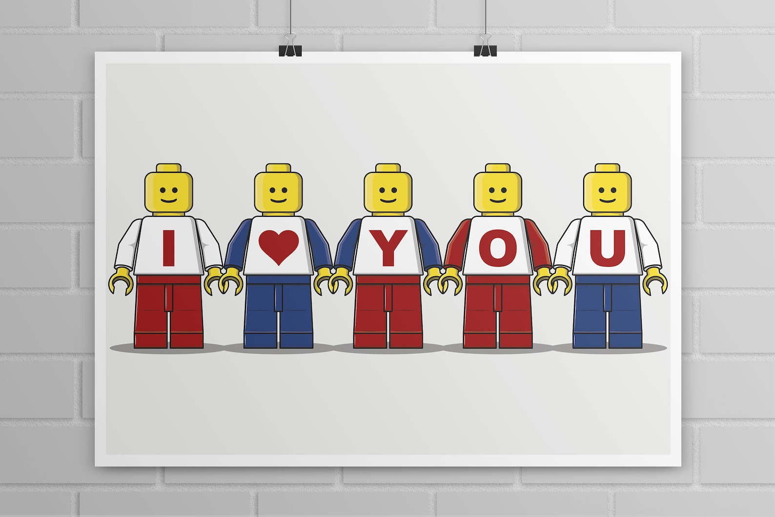Lego/Brick Classic Minifigure I Love You Illustration | Etsy