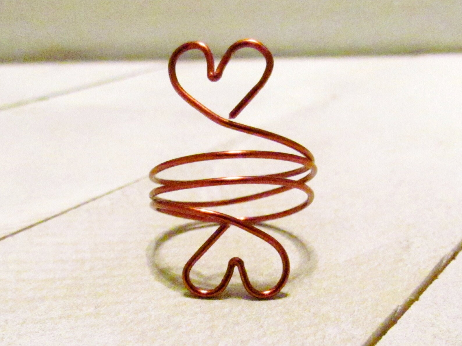 Adjustable Double Heart Wire Ring - Etsy