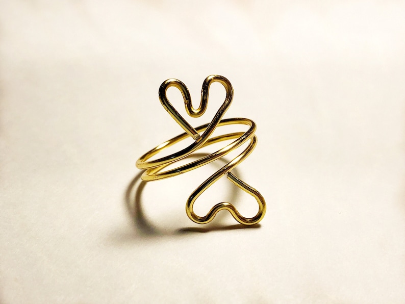 Adjustable Double Heart Wire Ring - Etsy